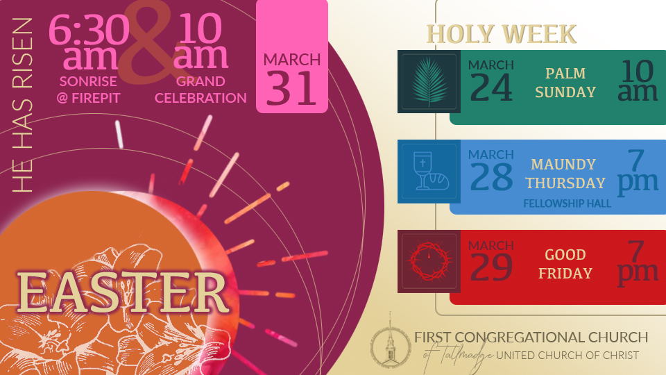 Join Us for Holy Week | March 24-March 31 – First Congregational Church ...